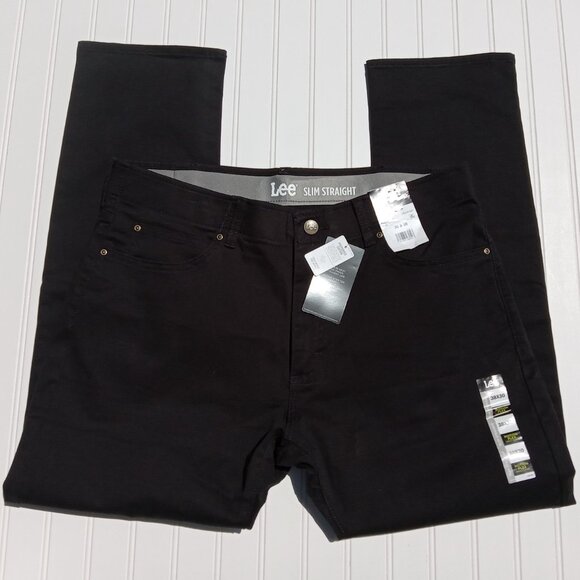 Lee | Pants | Lee Khaki Pants Mens 38 X 3 Black Slim Straight Active ...